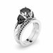 Sterling Silver Skull Engagement Ring Set: Black Simulated Diamond ...