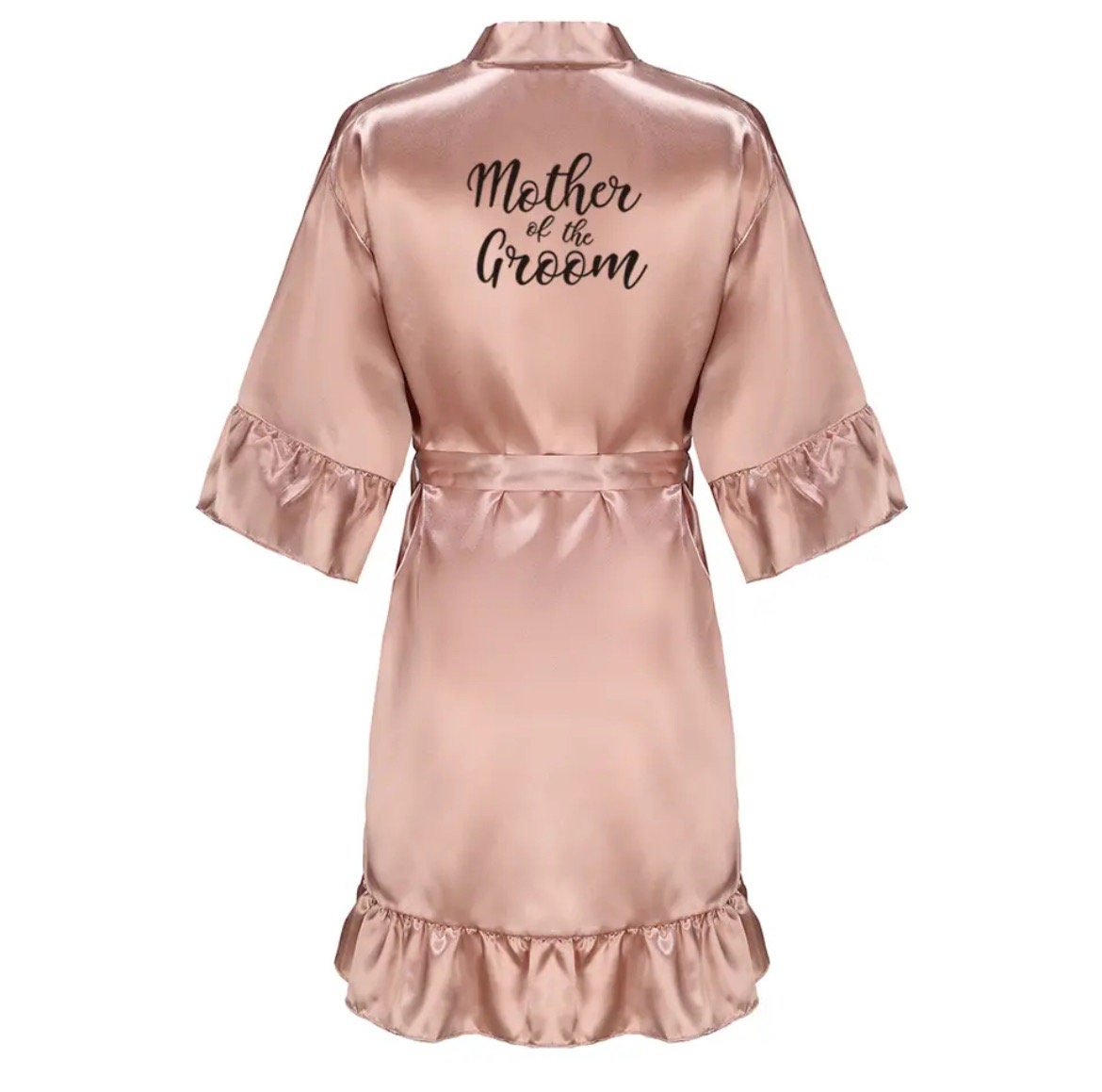 Team Bride Satin Robe With Ruffle Kimono Bridesmaid Personalized ...