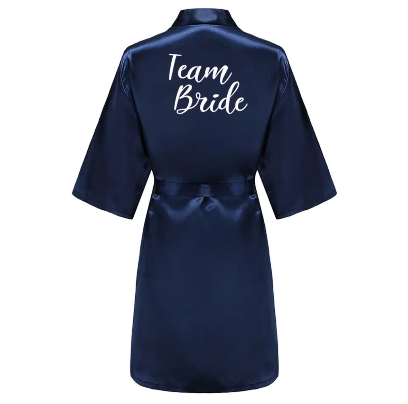 Wedding Blue Team Bride Robe Kimono Satin Bridesmaid Personalized ...