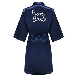 Wedding Blue Team Bride Robe Kimono Satin Bridesmaid Personalized ...