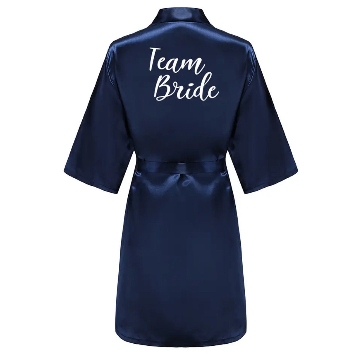 Wedding Blue Team Bride Robe Kimono Satin Bridesmaid Personalized ...