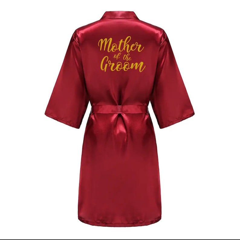 Wedding Red Team Bride Robe With Gold Letters Kimono Satin Bridesmaid ...