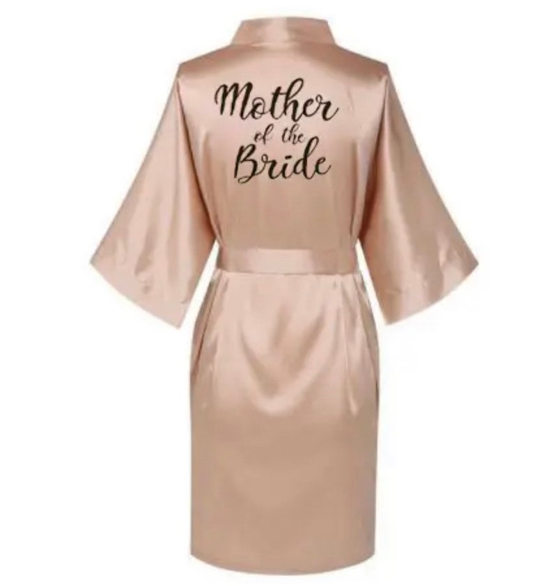 Team Bride Robe With Black Letters Kimono Satin Bridesmaid Personalized ...