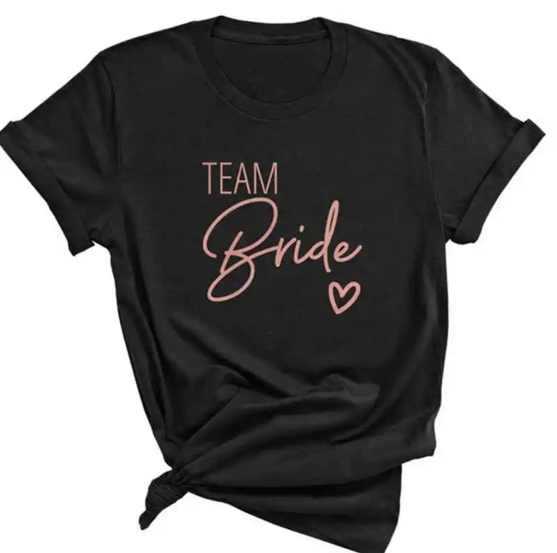 Bridal Party Team Bride Black Shirt With Rose Gold Letters Bridesmaid ...
