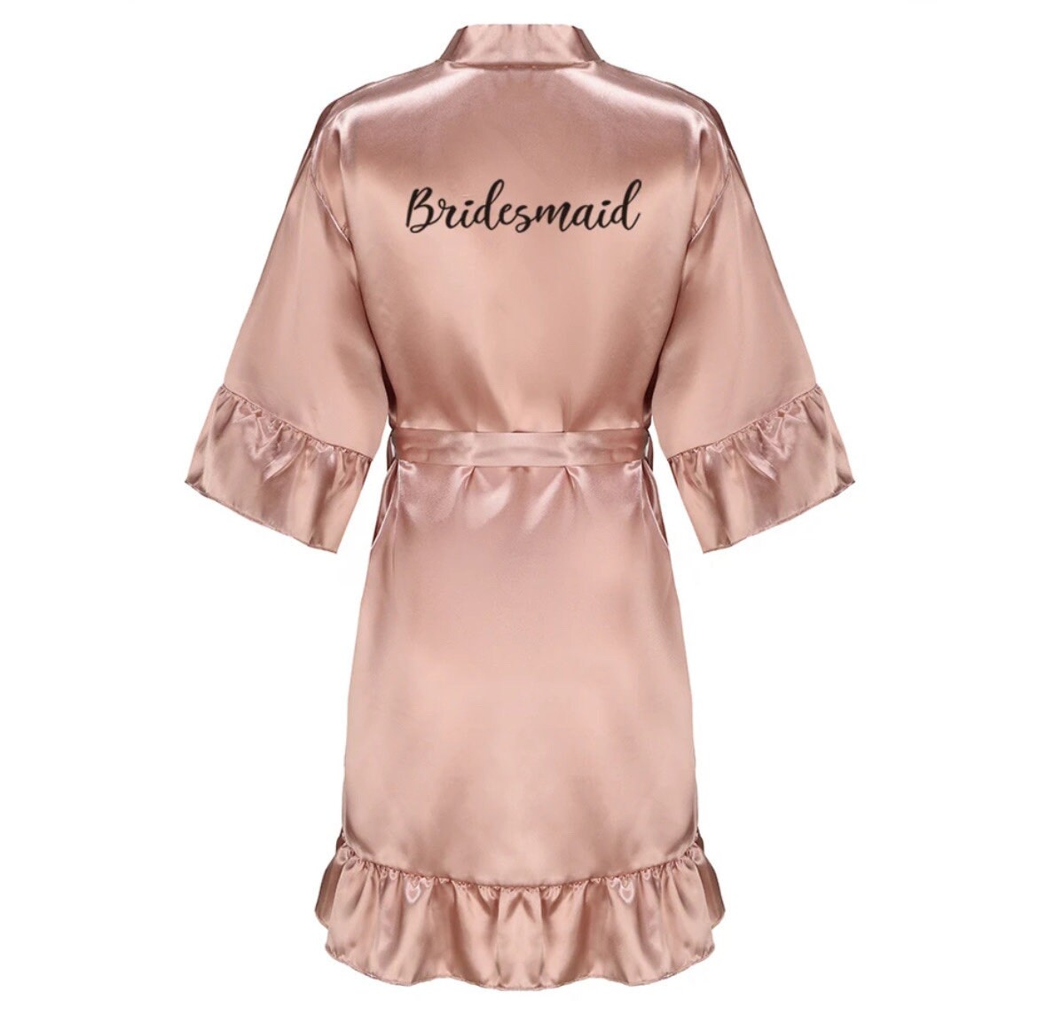 Team Bride Satin Robe With Ruffle Kimono Bridesmaid Personalized ...