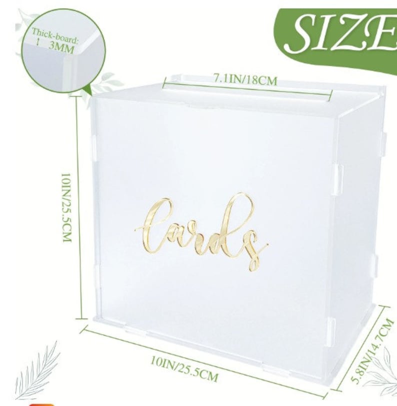 Wedding Card Box Frosted Acrylic With String Light, Large Gift Card Box ...