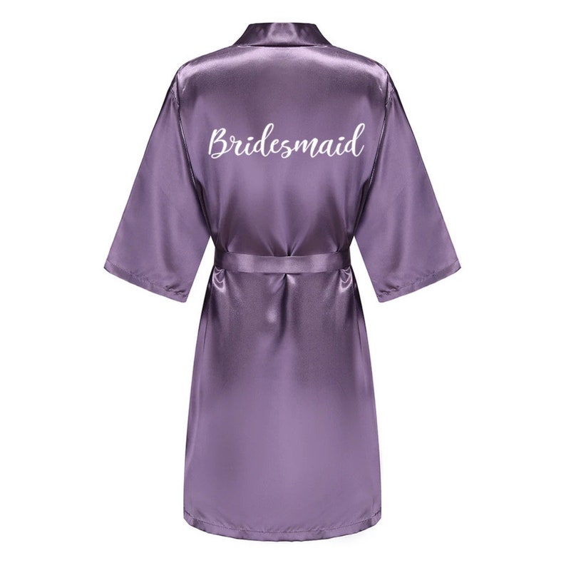 Wedding Purple Team Bride Robe Kimono Satin Bridesmaid Personalized ...
