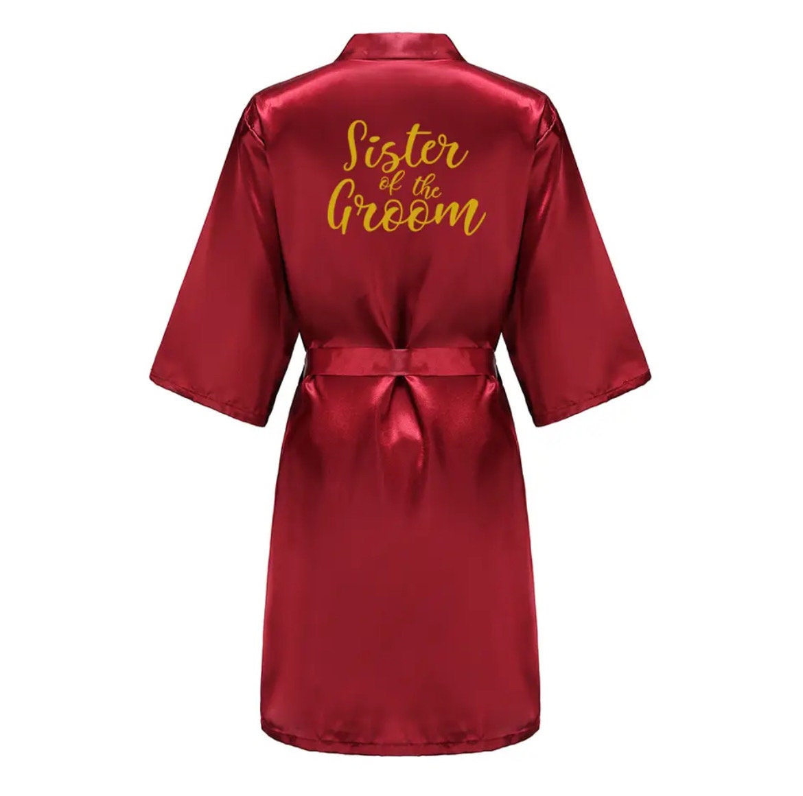 Wedding Red Team Bride Robe With Gold Letters Kimono Satin Bridesmaid ...