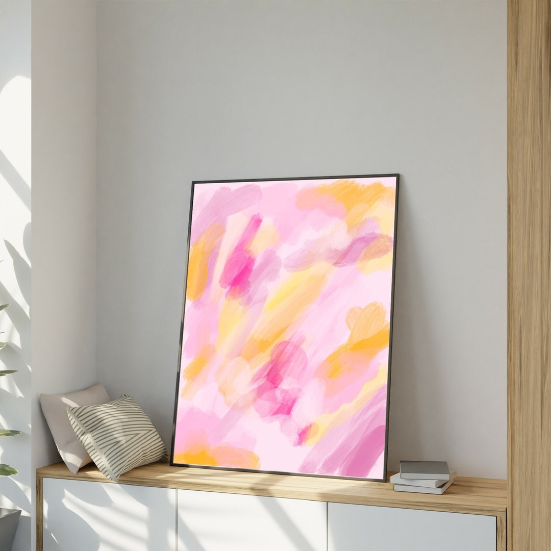 PINK LIGHTS - Colorful Abstract Printable Wall Art, Colorful Modern ...
