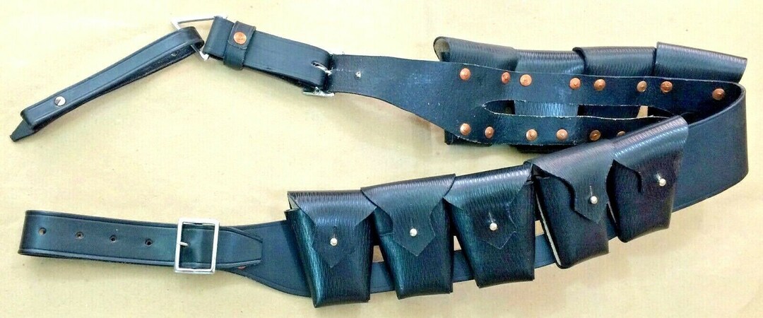 British 1903 Pattern Leather Cavalry Bandolier 9 Pocket BLACK ...