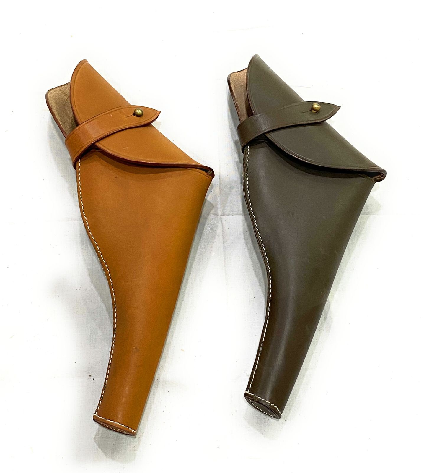 British .455 Webley Revolver LEATHER HOLSTER: set of 2 Mid Brown & Dark ...
