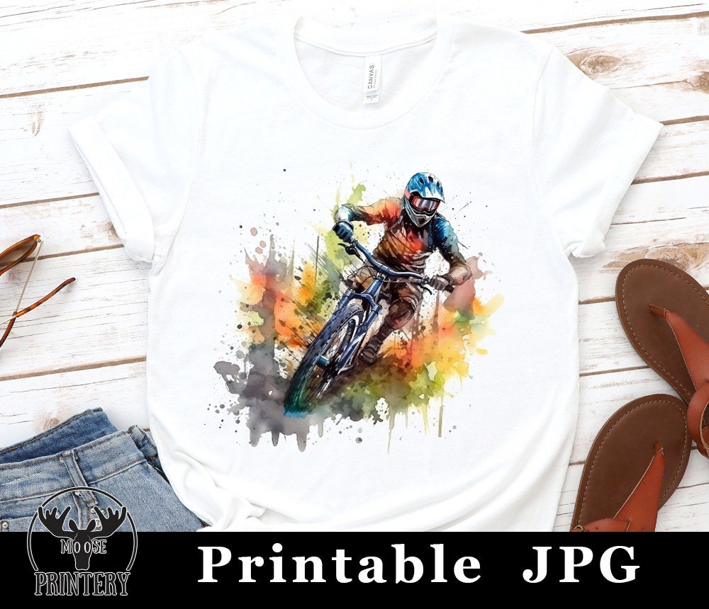 MTB Mountain Bike Clipart Shirt Printing Design Ver-03 Watercolor ...