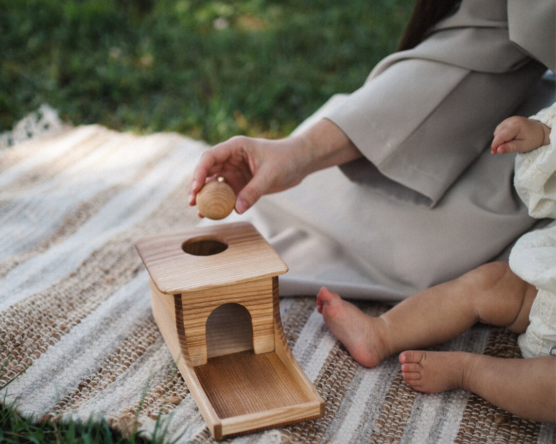 Montessori Object Permanence Box With Tray | Baby First Learning Toy ...