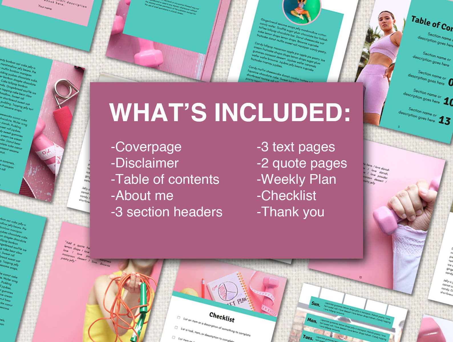 Ebook Template Fitness, Workbook Template, Ebook Template Canva, Lead ...