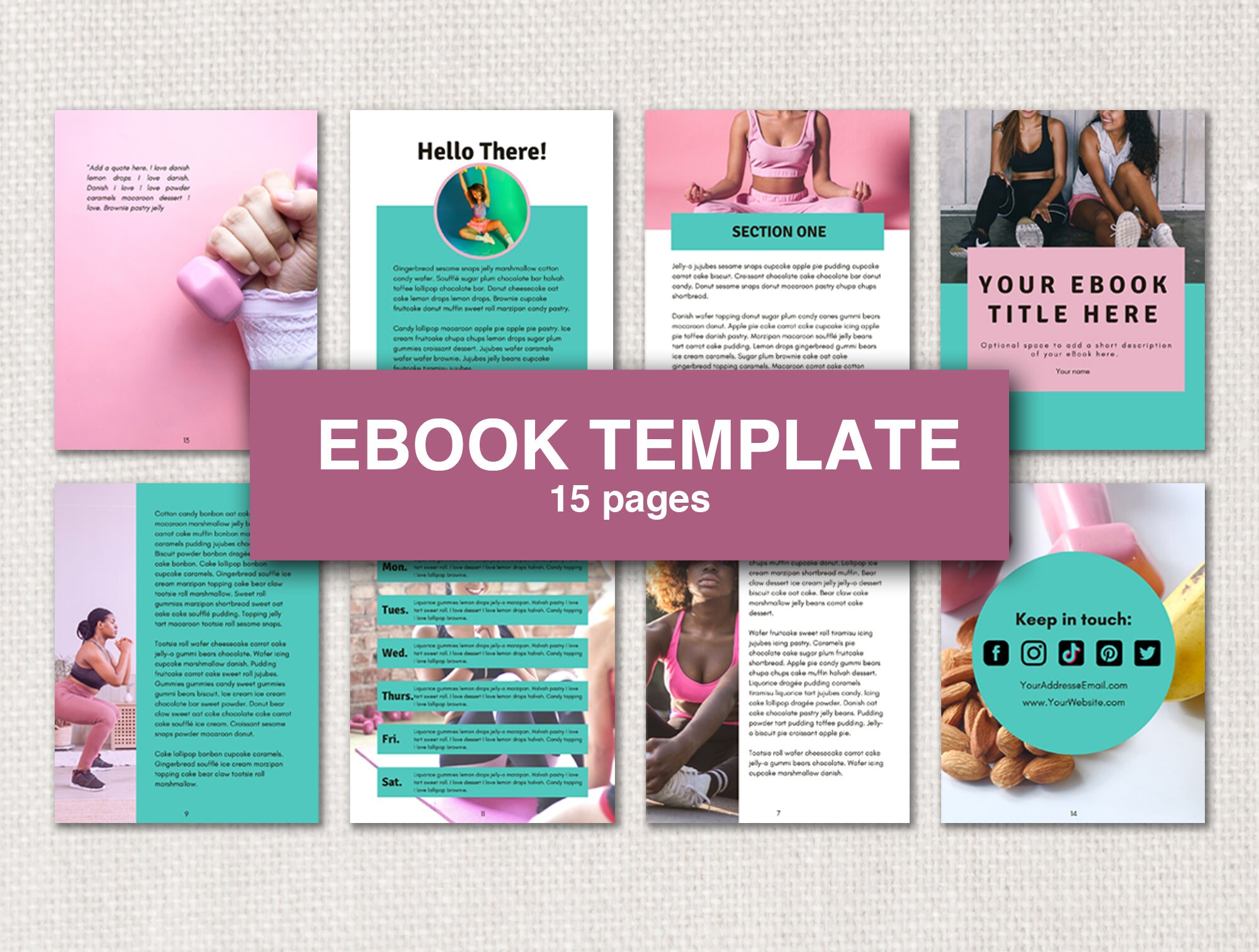 Ebook Template Fitness, Workbook Template, Ebook Template Canva, Lead ...
