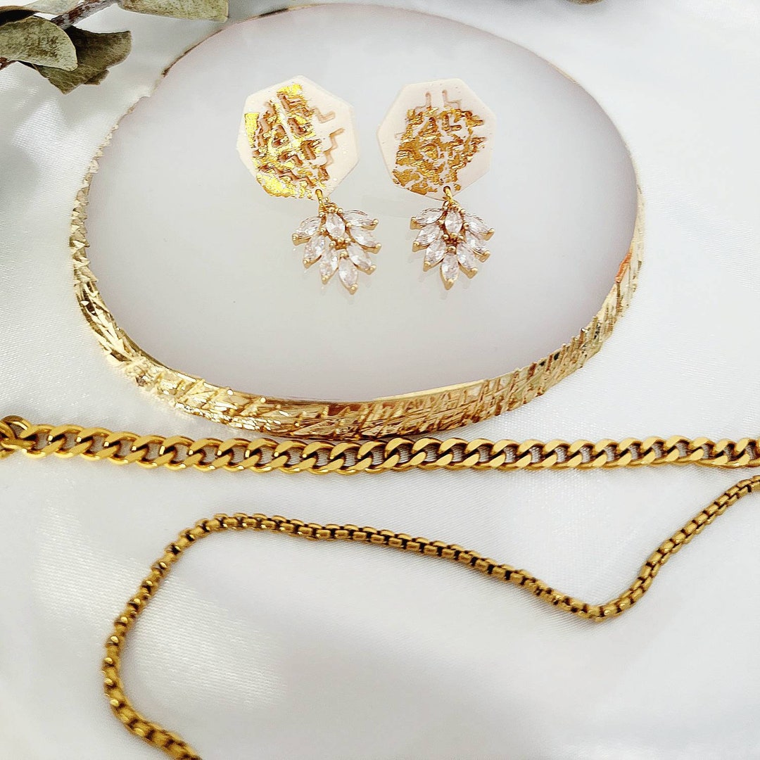 Lumi| Polymerclay Earring. Hmong Inspired. Gold Plated. Zircon. - Etsy