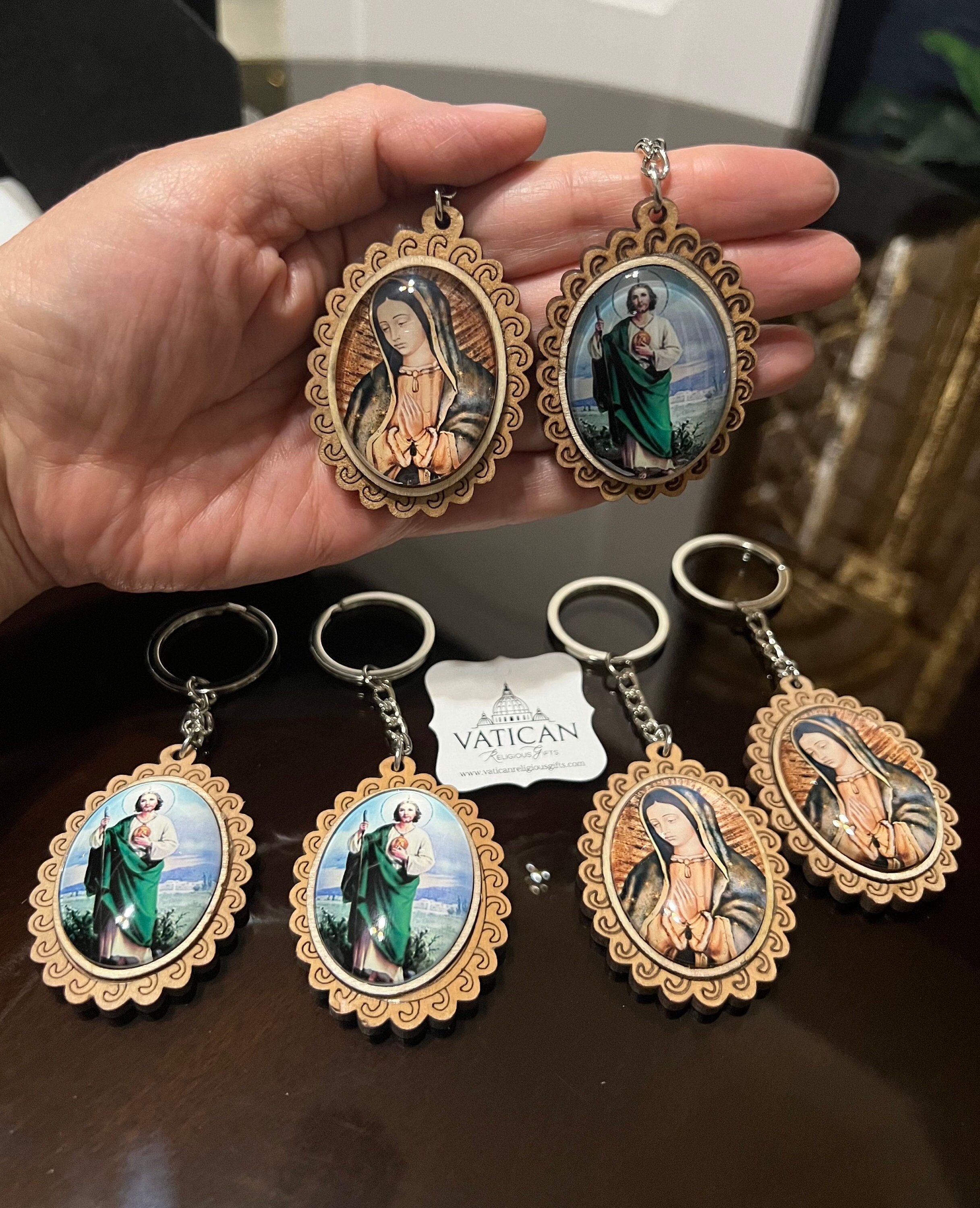 Our Lady of Guadalupe St Jude Wood Religious Keychain Protection Faith ...