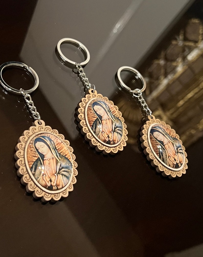 Our Lady of Guadalupe St Jude Wood Religious Keychain Protection Faith ...