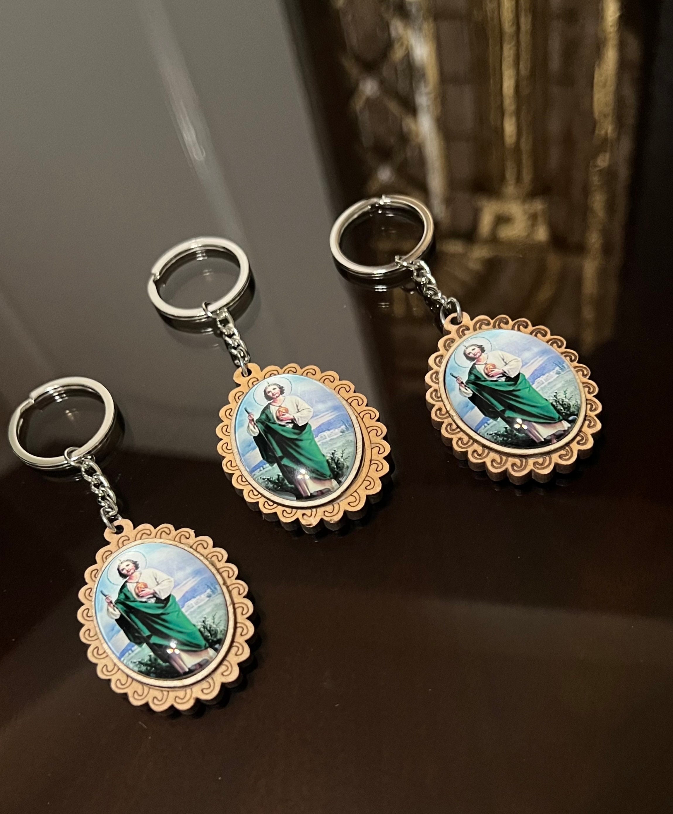 Our Lady of Guadalupe St Jude Wood Religious Keychain Protection Faith ...