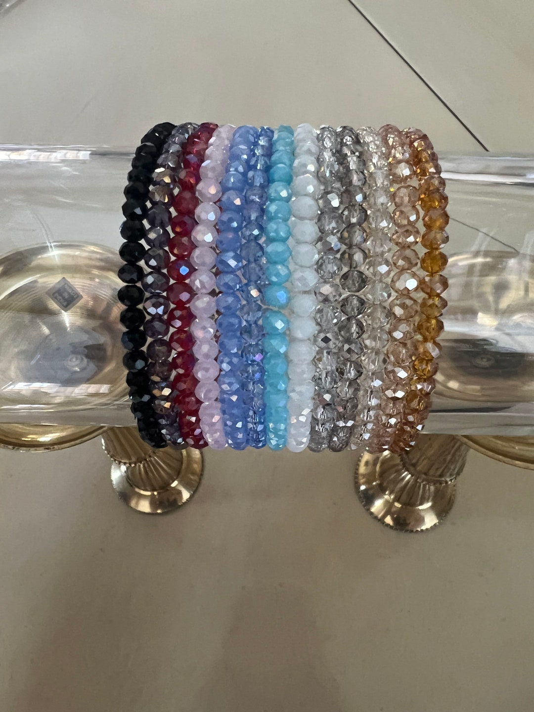 Crystal Stackable Stretch Bracelet, Czech Crystal Minimalist Bracelet ...