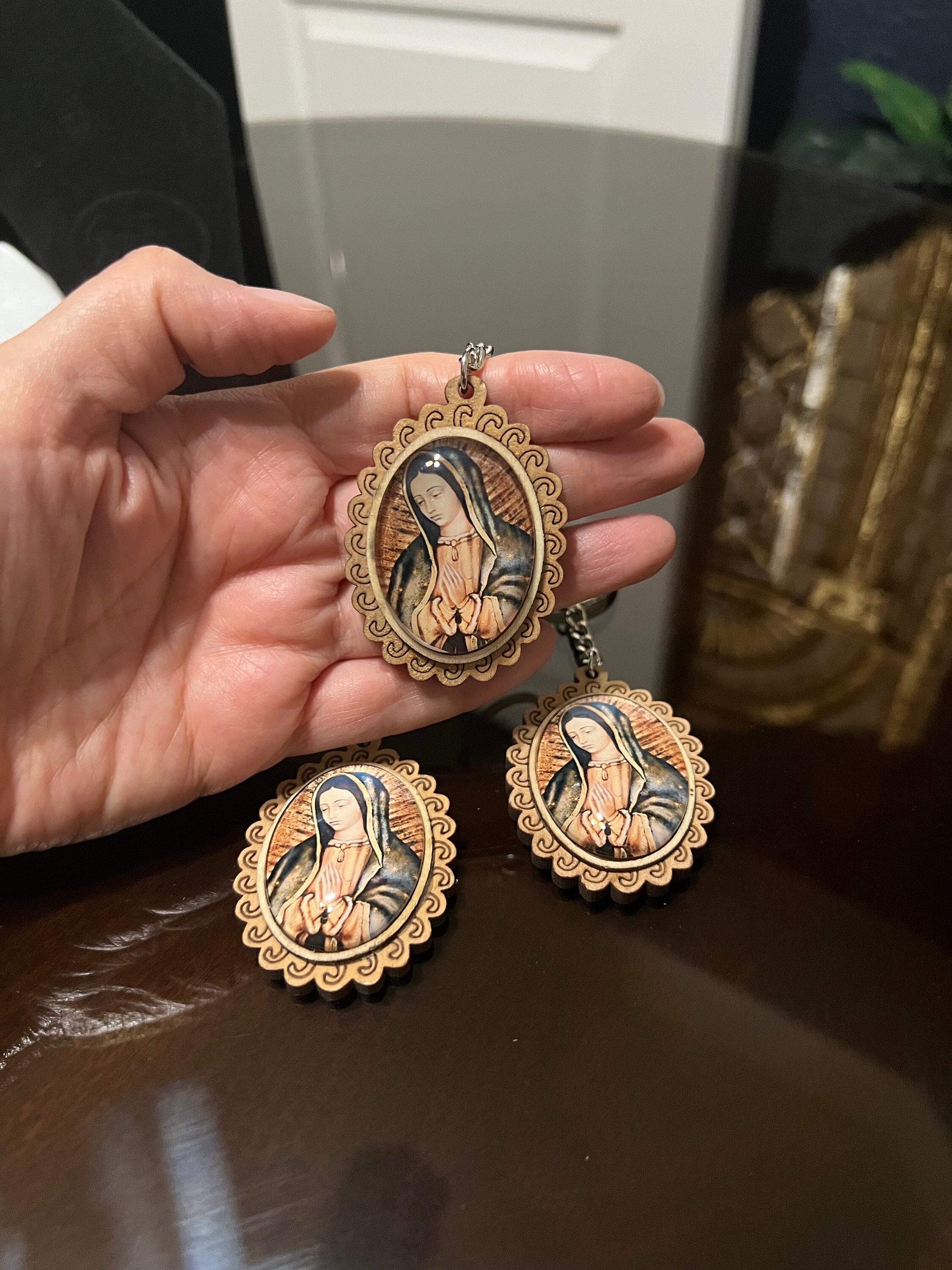 Our Lady of Guadalupe St Jude Wood Religious Keychain Protection Faith ...