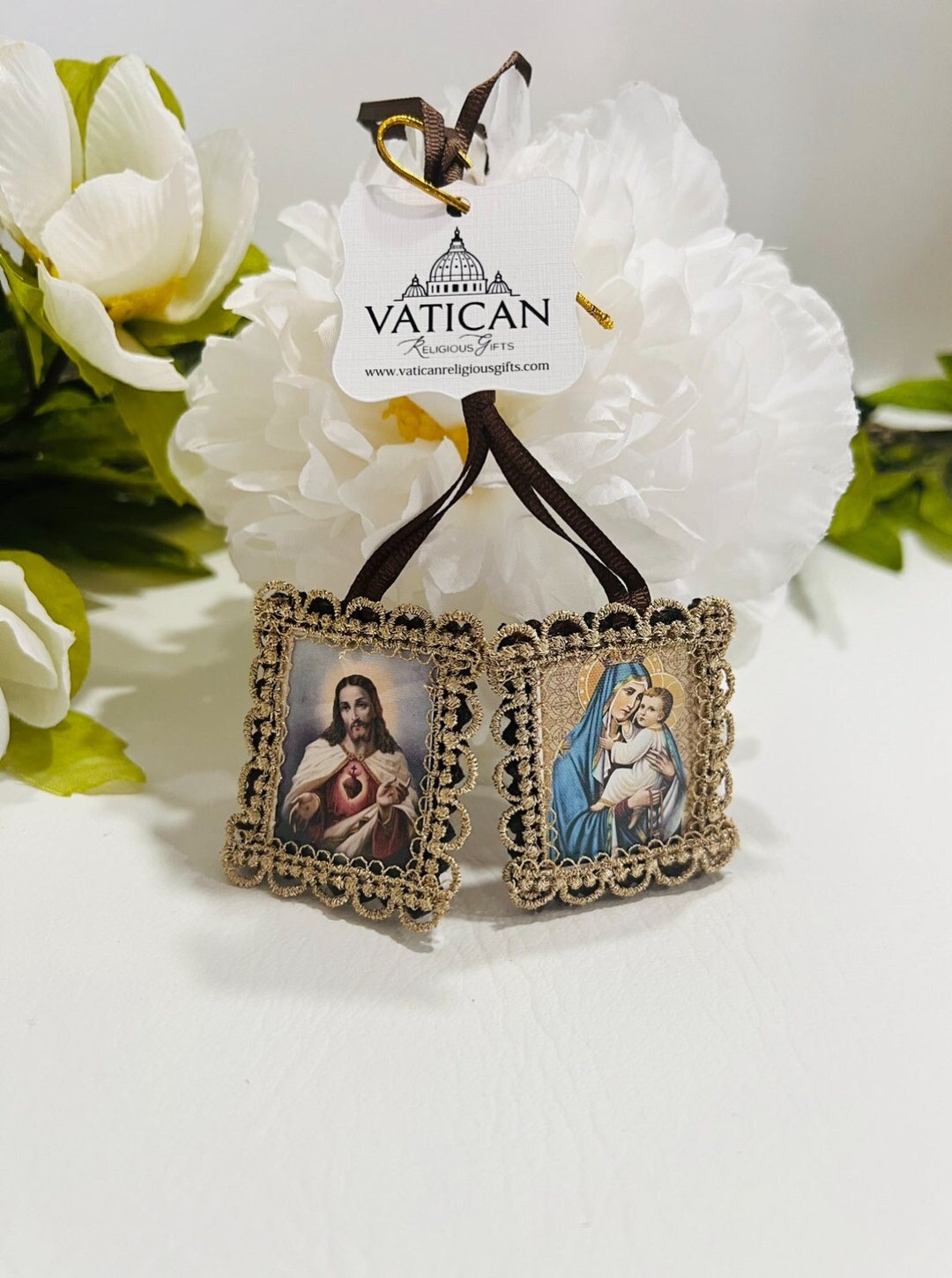 Sacred Heart of Jesus Our Lady of Mt Carmel Brown Scapular Catholic ...