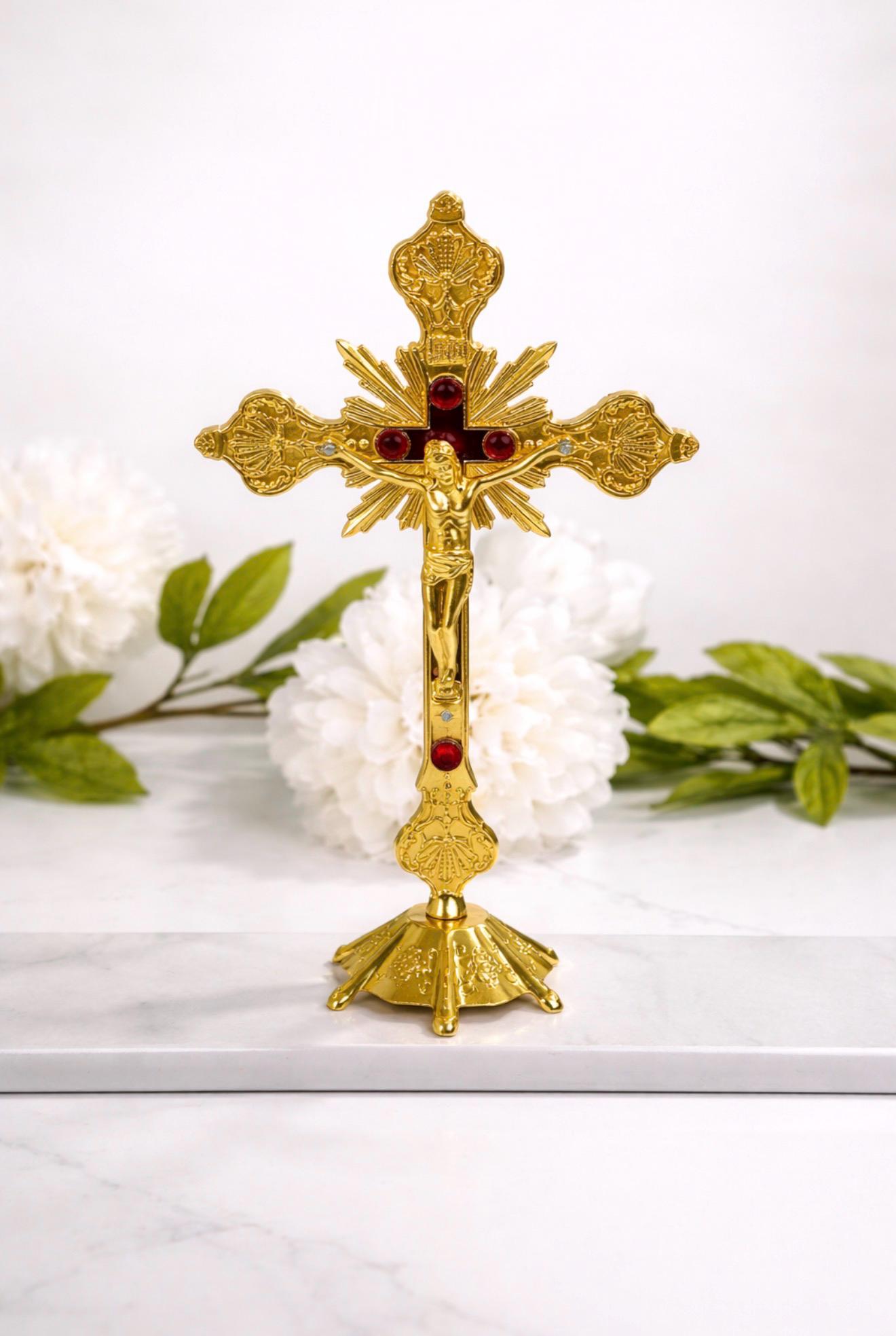 Standing Catholic Crucifix 10” Traditional Altar Cross – INRI Corpus ...