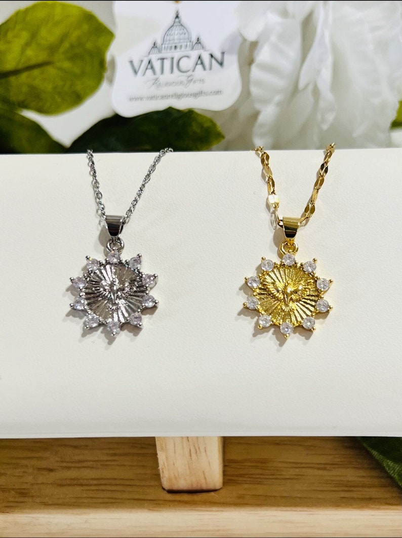 Holy Spirit Necklace Pendant in Gold and Silver Baptism, First Holy ...