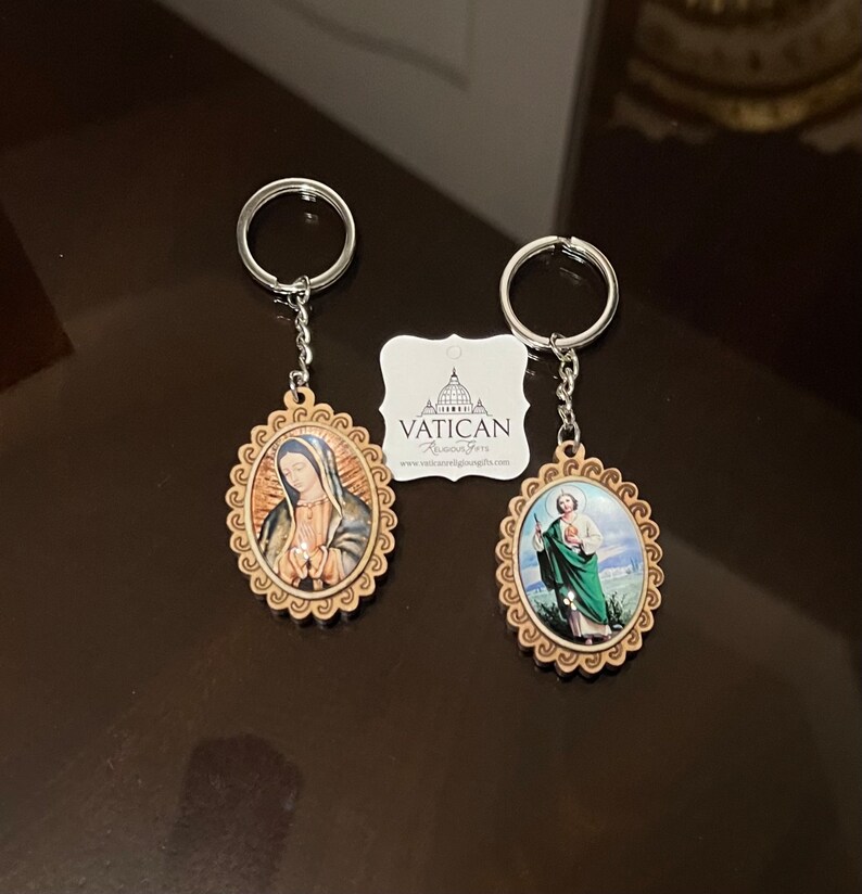 Our Lady of Guadalupe St Jude Wood Religious Keychain Protection Faith ...