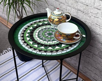 Bright Mosaic Round Coffee/ Bedroom Table, Home Decor, Unique Gift ...
