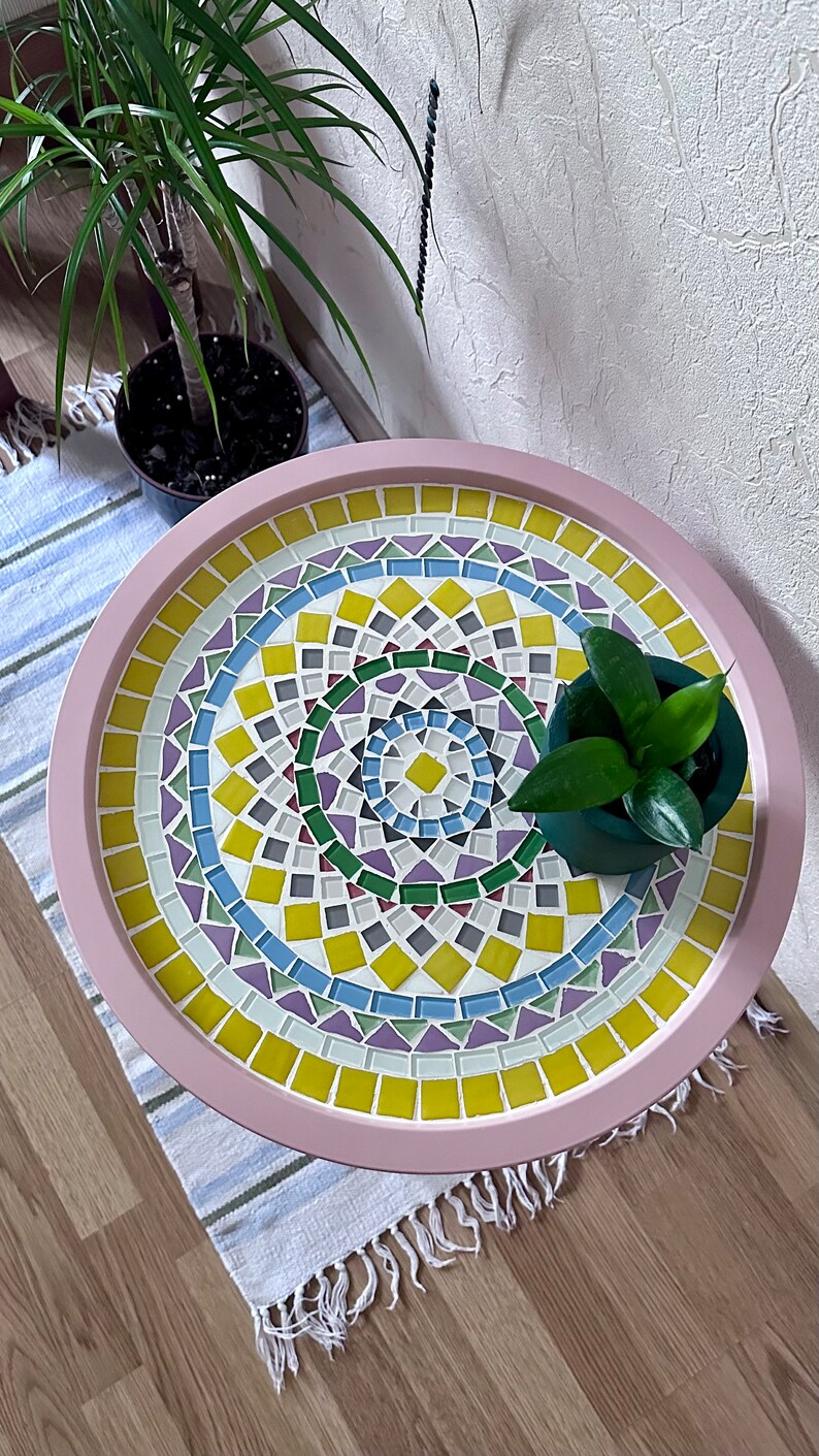 Bright Mosaic Round Coffee/ Bedroom Table, Home Decor, Unique Gift ...