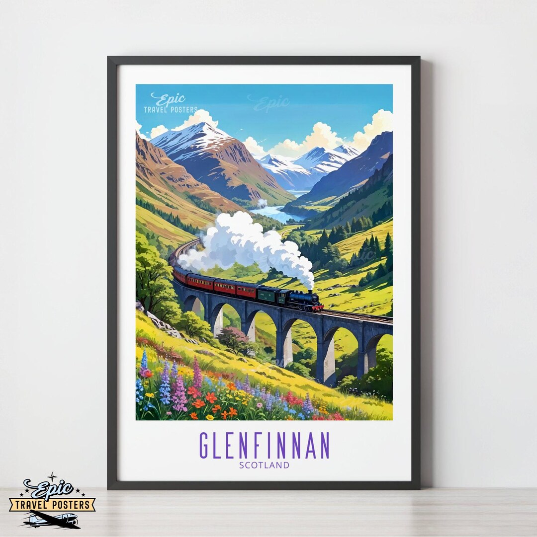 Glenfinnan Viaduct Scotland Steam Train Travel Poster Art Print Wedding ...