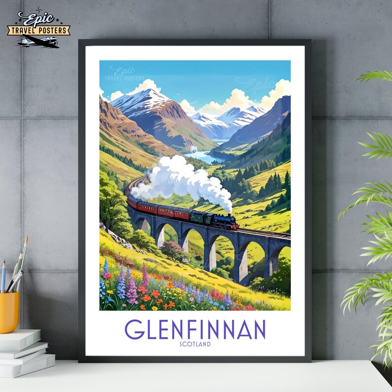 Glenfinnan Viaduct Scotland Travel Poster: Steam Train Art Print - Etsy