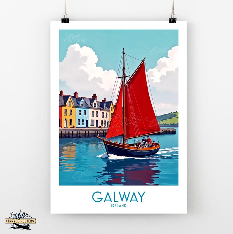 Galway Claddagh the Long Walk Ireland Galway Hooker Boat Travel Poster ...