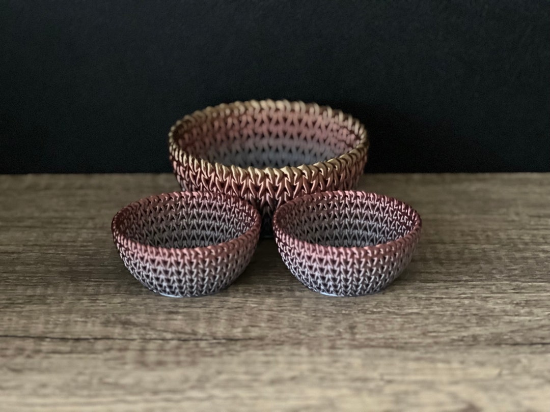 Decorative 3-piece knitted Bowl Set, 3D Printed - Etsy