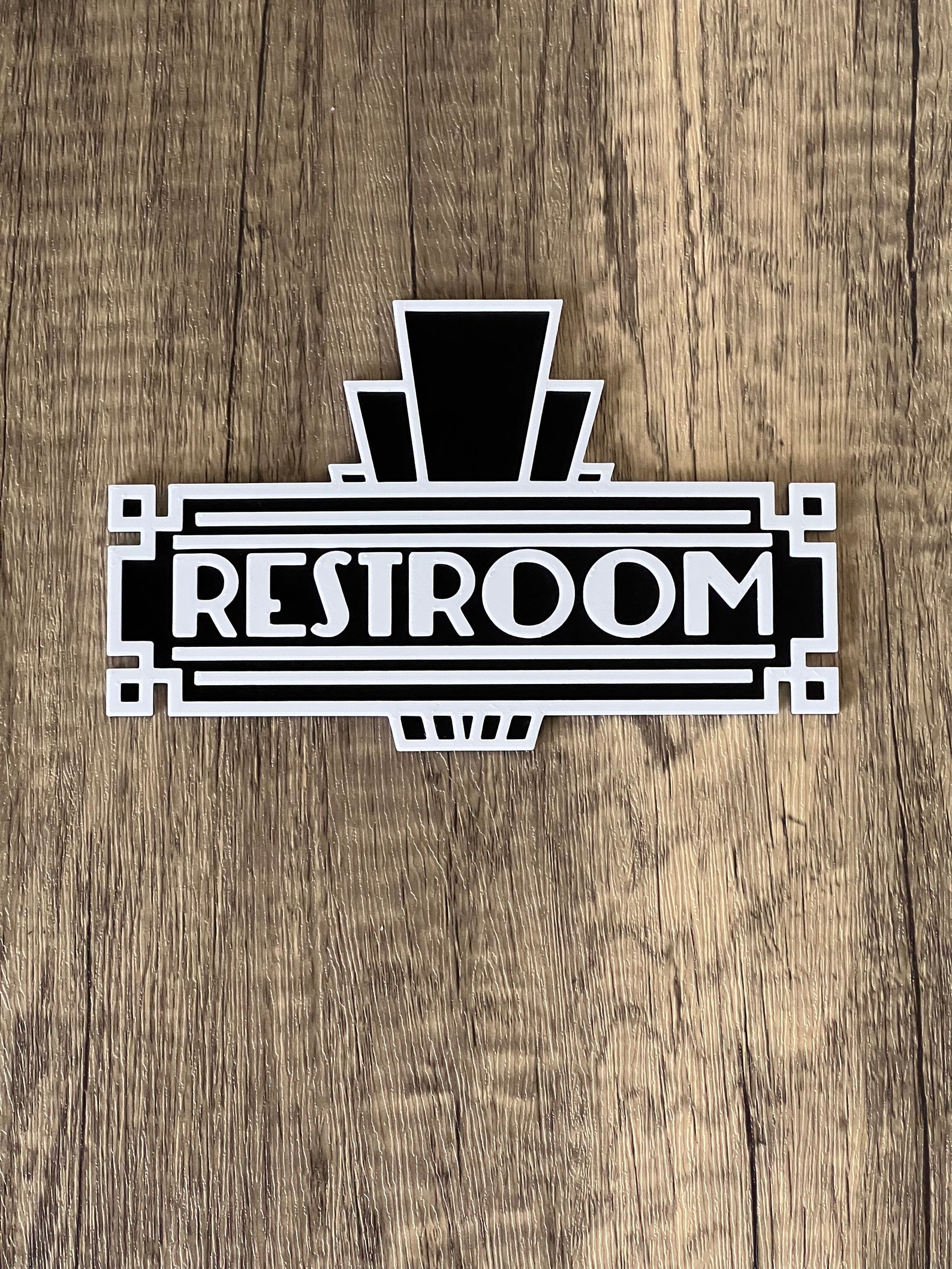 3D Printed Restroom Sign, Art Deco Decor - Etsy