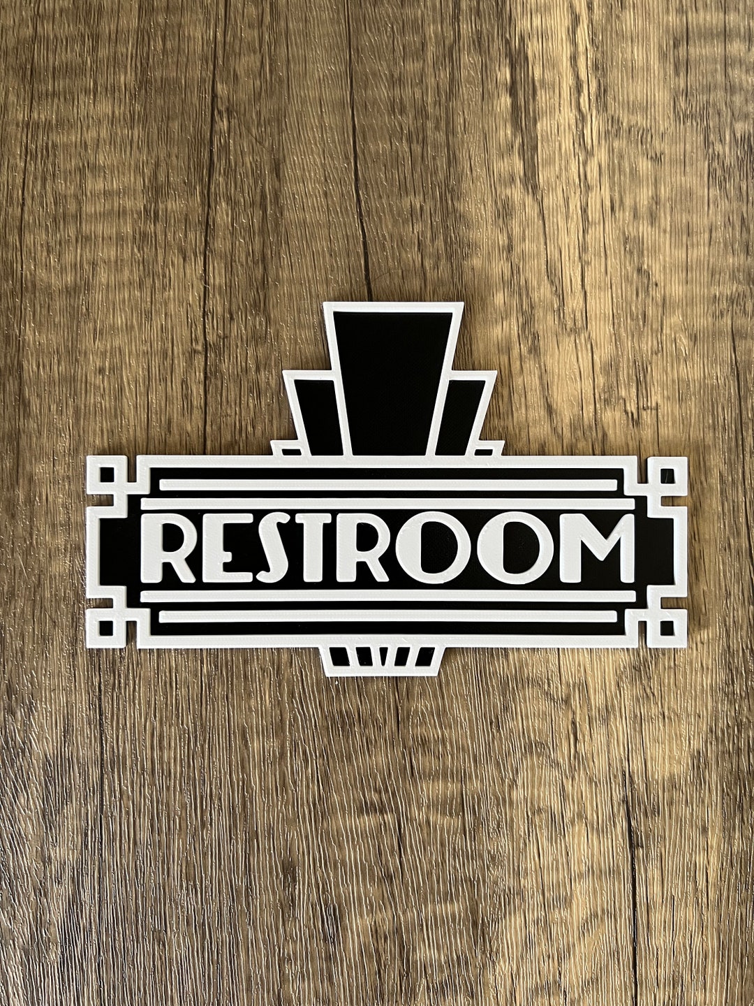 3D Printed Restroom Sign, Art Deco Decor - Etsy