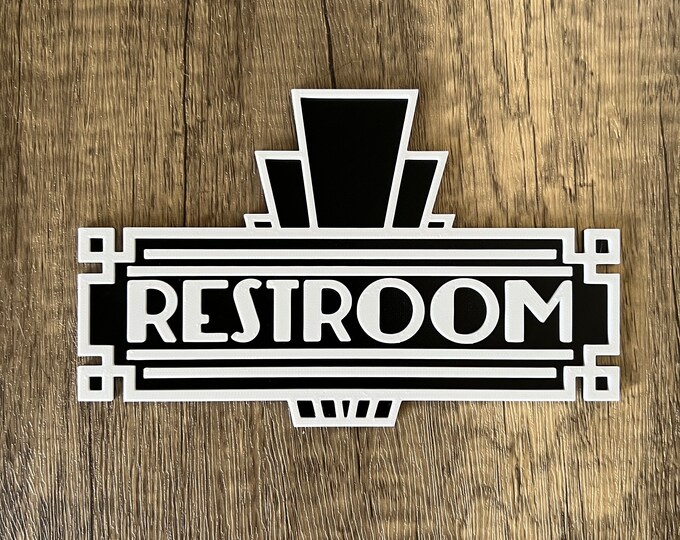 3D Printed Restroom Sign, Art Deco Decor - Etsy