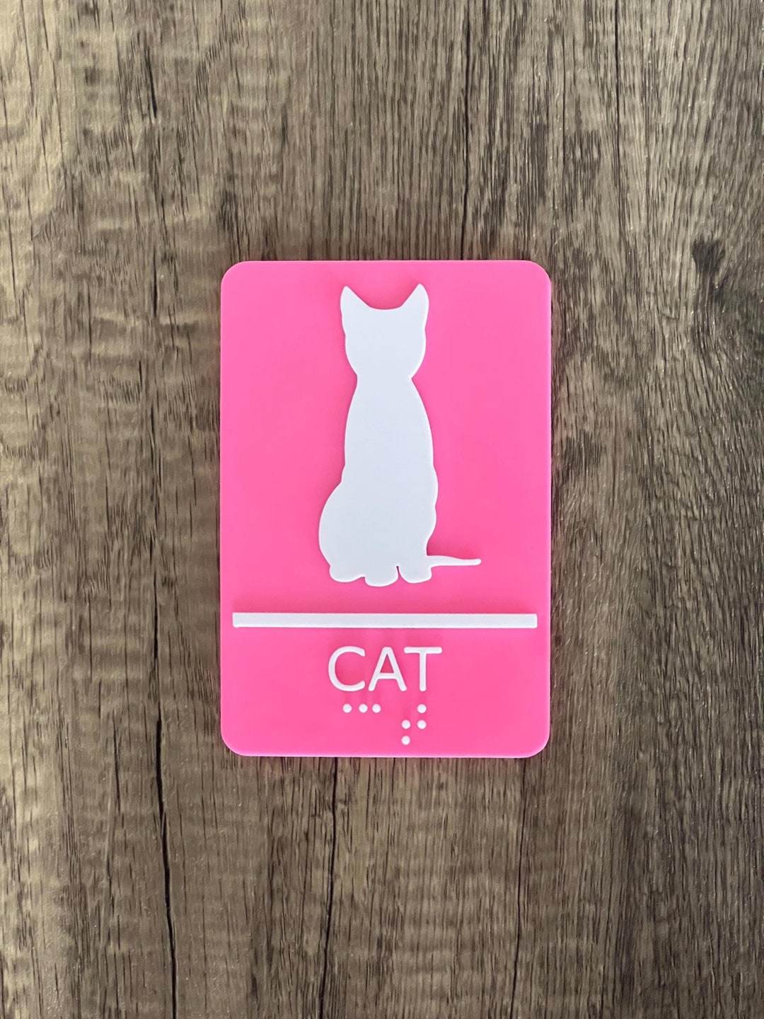 3D Printed Cat Restroom Sign With Braille, Litter Box - Etsy