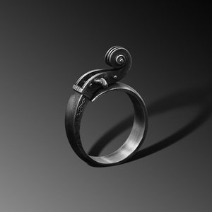 Silver Chello Ring Sterling Violin Ring Unique Handmade Rings for Man ...