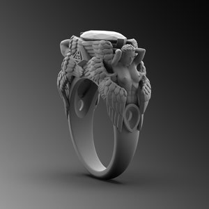 Silver Angel Rings for Man Eye of Providence Ring Sterling Angel Signet ...