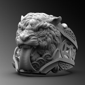 Angry Tiger Ring Silver Tiger Head Ring Men Signet Ring Angry Tiger ...
