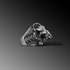 Mens Tiger Ring Silver Chinese Tiger Ring Men Signet Ring Tiger Head ...
