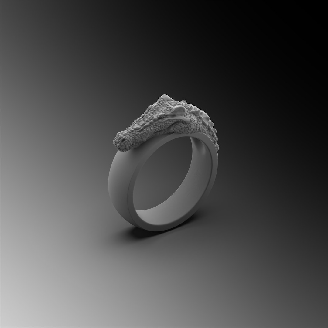 Crocodile Sterling Silver Ring, Reptile Scale Band, Handmade Mens ...