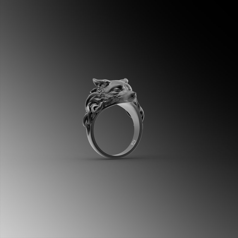 Mens Fox Ring Silver Fox Ring Mens Signet Ring Fox Head Rings - Etsy