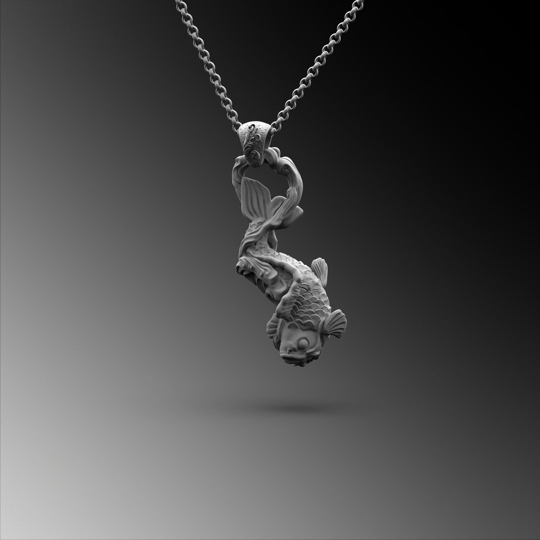 Sterling Silver Koi Fish Pendant Necklace - Japanese Carp Jewelry - Etsy