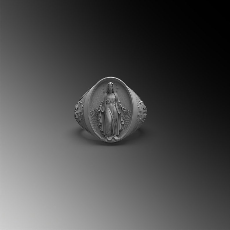 Sterling Silver Virgin Mary Signet Ring – Catholic Religious Gift - Etsy