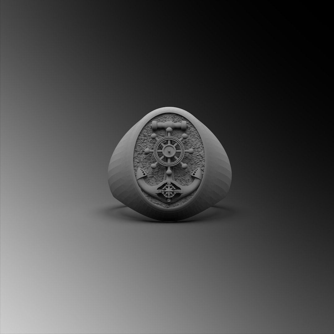 Anchor Signet Ring Mens Silver Anchor Ring Unique Anchor Signet Rings ...