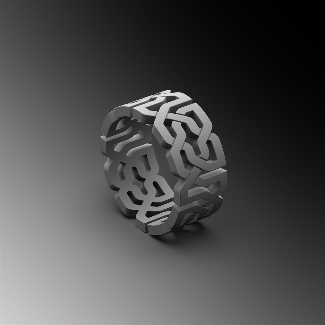 Geometric Pattern Ring, Wedding Band Ring, Filigree Style, Unique Ring ...