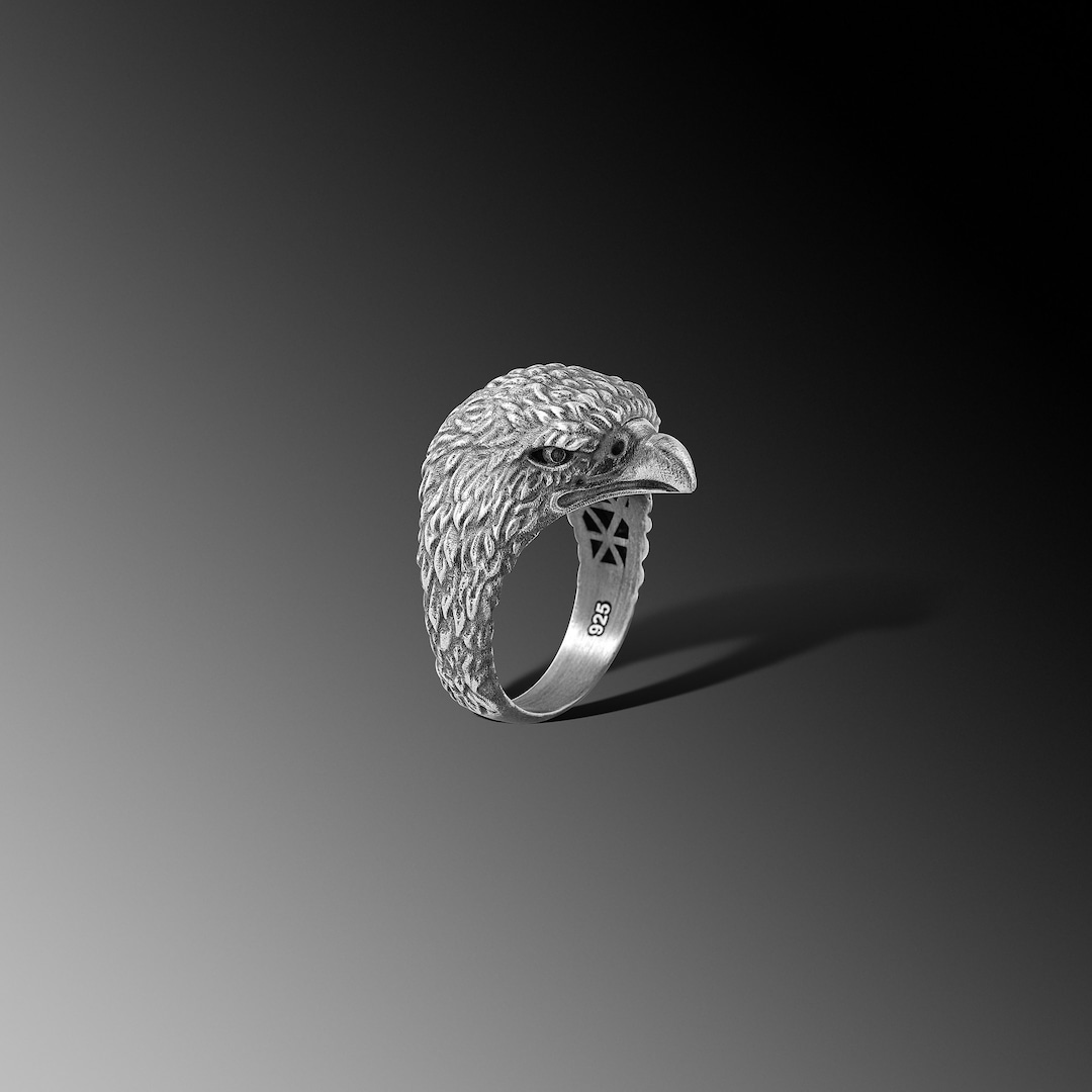 Mens Eagle Ring Man Pinky Ring Hawk Ring for Man Silver Eagle Ring ...